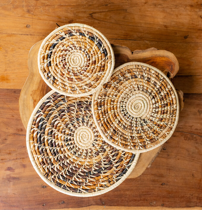 Set of 3, Raffia and Banana fiber Hot Mat – Afrotide Crafts