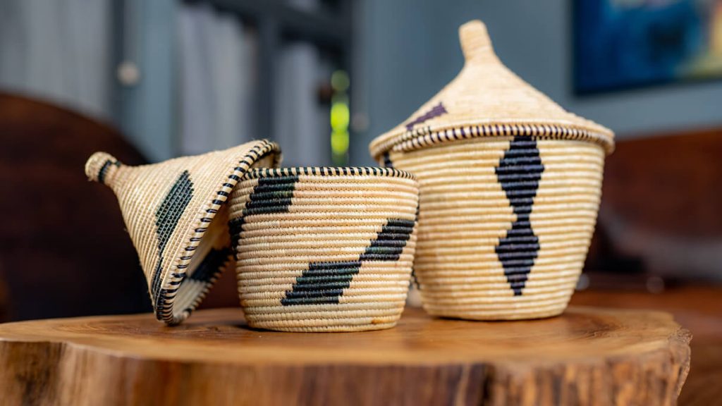 Sisal fiber peace baskets with lid - Afrotide Crafts